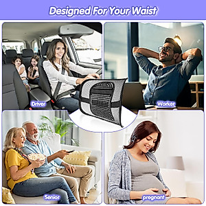 Car seat Lumbar Support Mesh Lumbar Support Seat Back Lumbar Support Lumbar Support Breathable Back Support Pads for Car Home and Office Chairs (Black 2-Pack)