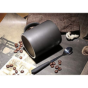 Smilatte M010 Matte Black Porcelain Coffee Mugs, 12 oz Classic Ceramic Cup with Handle for Latte Cappuccino Tea, set of 4