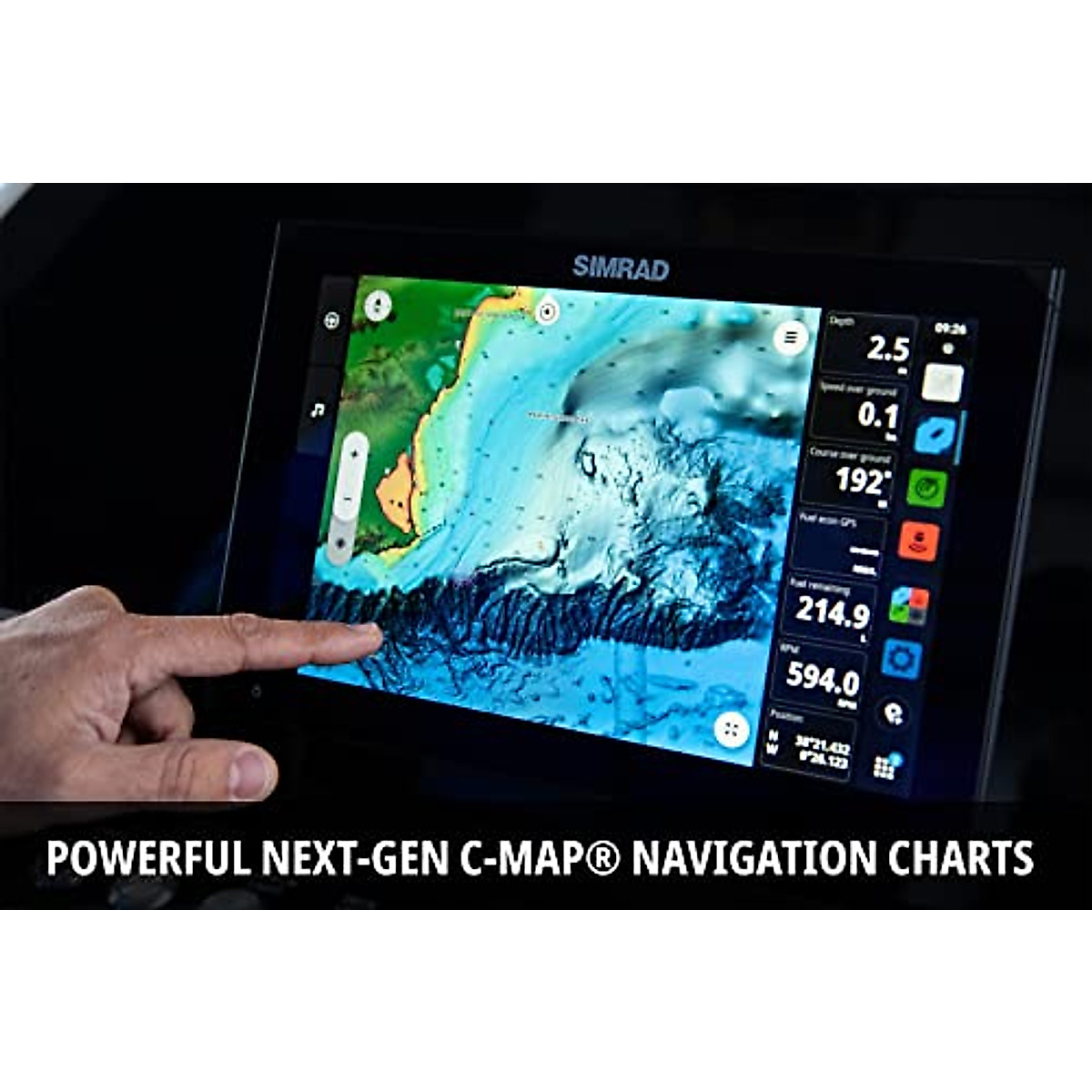 Simrad NSX 3009 - Chartplotter Fish Finder with Active Imaging 3-in-1 Transducer and C-MAP Discover X Charts, Black