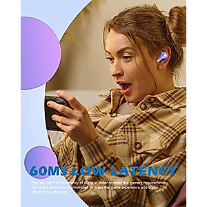 ORIbox Wireless Earbuds, Ear Buds Bluetooth 5.3 with Microphone, Deep Bass, IPX7 Waterproof Loud Voice Sport Earphones with Charging Case for Outdoor Running Gym Workout (Purple)