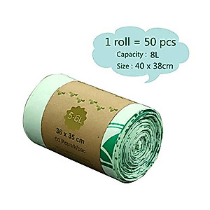 DAMEING Compostable Trash Bags, Biodegradable Food Waste Bag for Home Office, 2.1 Gallon 8Liter, Kitchen Trash Bags (100Pcs)