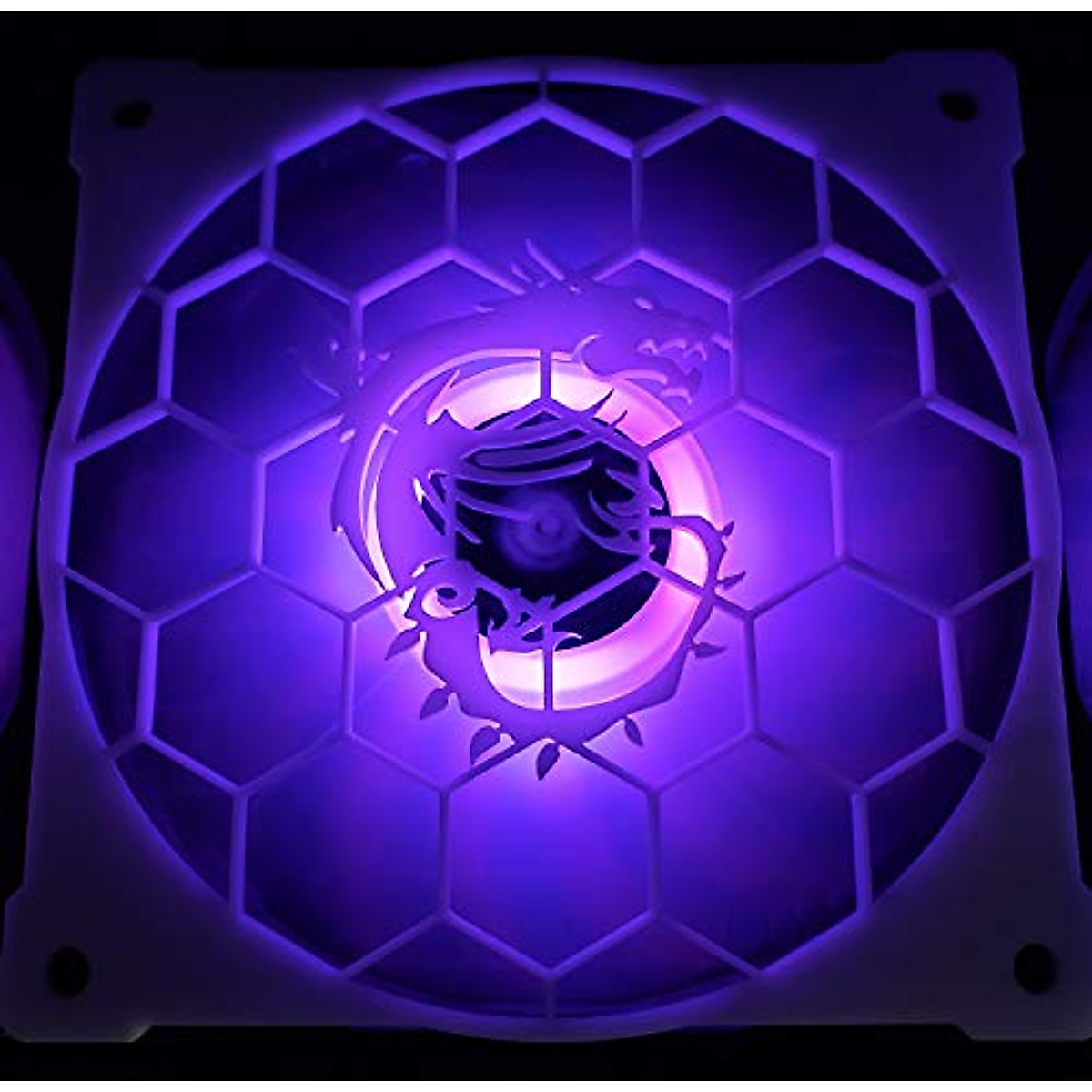 120mm Computer Case Fan Cover with Unique Hexagon MSI Dragon Design - Great for RGB aRGB LED Lighting - White