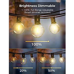 XMCOSY+ Patio Lights, Smart Outdoor String Lights 50Ft, G40 Globe Patio Lights with 25 Dimmable LED Bulbs, APP Control, Work with Alexa, Connectable Waterproof LED Outdoor Lights for Patio Porch