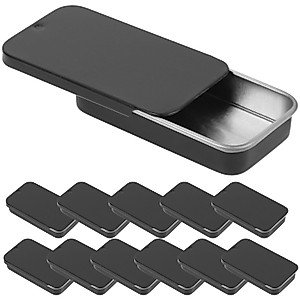 MAGICLULU 12pcs Rectangular Metal Tins Small Iron Boxes with Lids Mini Metal Boxes Containers Storage Case for Candies Jewelry Storage (Black)
