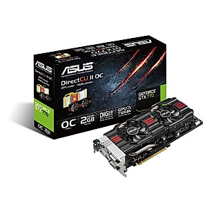 ASUS GTX770-DC2OC-2GD5 GeForce GTX770 2GB GDDR5 256-bit, DVI-I/DVI-D/ HDMI/DP PCI-Express 3.0 SLI ready Graphic Card OC-selected 1110MHz core