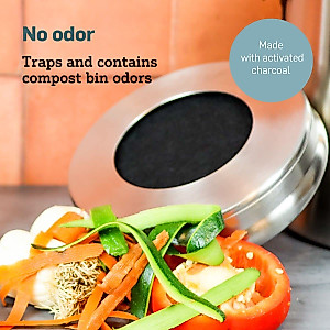 12 Pack Epica Charcoal Filter Replacement for Countertop Compost Bin | Kitchen Compost Bin Filter | 2-in-1 Compost Bucket Filter Removes Odors | Compost Filter, 6.5”