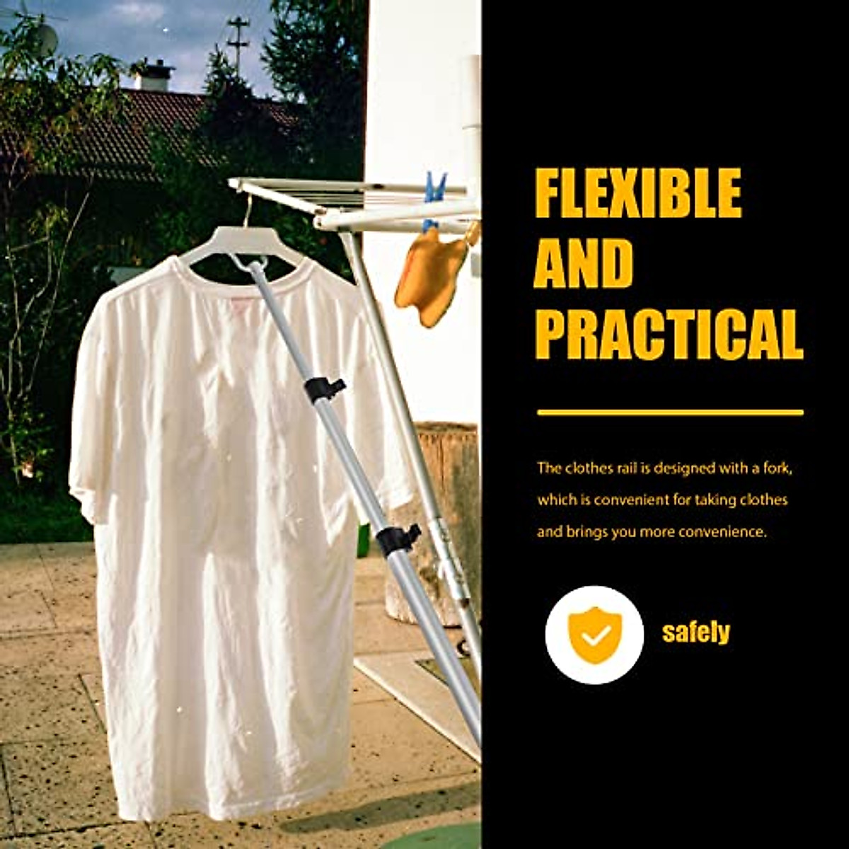 DOITOOL Hanger Retriever Pole with Hook- Adjustable 50 INCH High Reach Garment Hook- Extendable Reaching Stick Pole to Easily Reach Clothes and Closet Poles ( Silver )