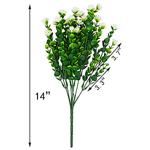Beebel Artificial Flower Greenery Plants for Home Kitchen Dining Room Hanging Planter Garden,4 Bundles / White
