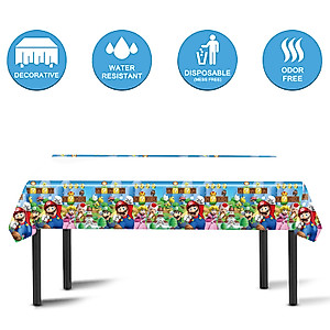 Mario Birthday Party Supplies, 20 Plates, 20 Napkins and 1 Tablecover for Mario Party Supplies, Mario Theme Party Decorations