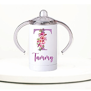 Personalized Baby Gift Girls - Baby Brush and Comb Set, Suitable for Ages 0-3 Years, New Baby Gift - Floral Initial Purple, Baby Gift