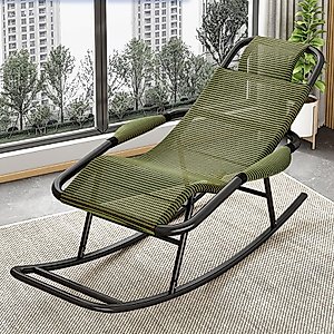 Rattan Chairs Rocking Chair Outdoor Rocker Oversized Rocker, Padded Cushion Comfy Patio Chairs Camping Chairs With Steel Frame For Patio, Backyard, Balcony, Porch, 150KG Weight Capacity ( Color : C )