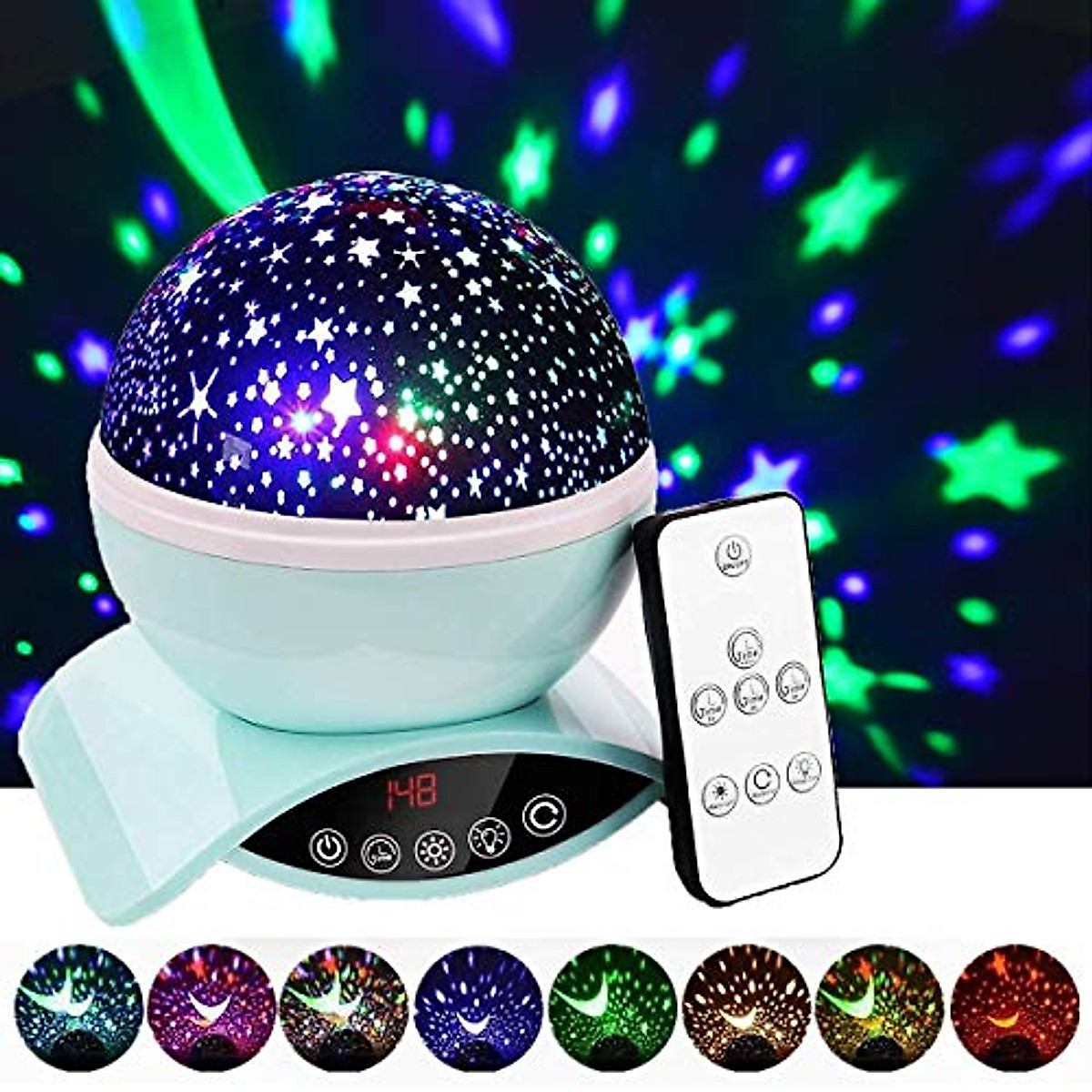 Elecstars Night Lights, Rechargeable Star Projector with Remote Control and Timer Auto Off Design, Rotating Projection Lighting Lamp, Room Decor. (Green)…