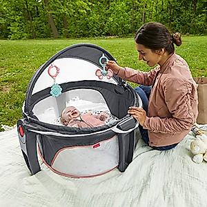 Fisher-Price Portable Bassinet and Play Space On-The-Go Baby Dome with Developmental Toys and Canopy, Pink Pacific Pebble