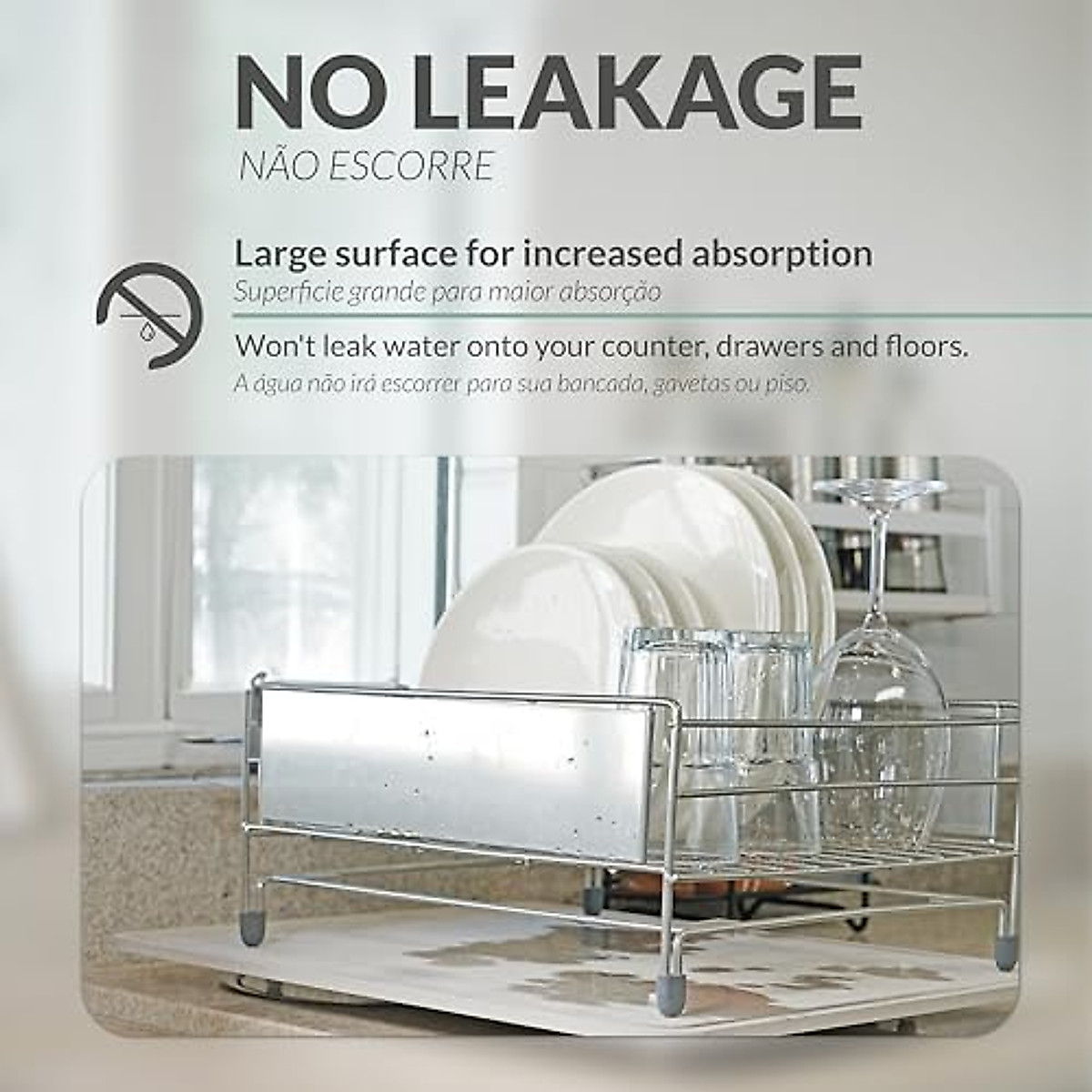 Momo Lifestyle Stone Dish Drying Mat DryPad 19.7" X 15.7" Misty Gray, Large Stone Drying Mat for Kitchen Counter, Drying Stone for Kitchen Counter Fits Various Dish Racks, Zero Rust Dish Drying Stone