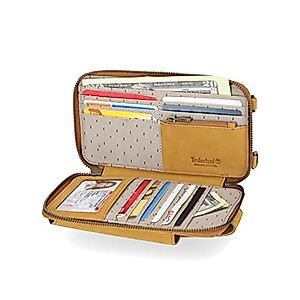 Timberland womens Wallet RFID Leather Crossbody Phone Bag, Wheat (Nubuck), One Size US