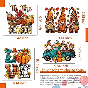 4pcs Pumpkin Maple Leaf Love Iron On Decals Fall Thanksgiving Letter Pattern DIY Iron On Patches Heat Transfer Stickers for Clothing T-Shirt Coat Bag Pillowcase Backpacks Decoration Appliques
