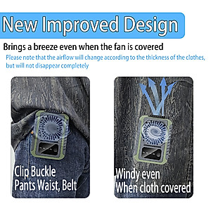 EaseHive 10000mAh Upgraded Waist Fan - Stepless Adjustable Speed, Rechargeable Neck Fan with over 24 hours Working time, 12000RPM Airflow, Cooling Fan with Lanyard, for Outdoor Scenario, Green