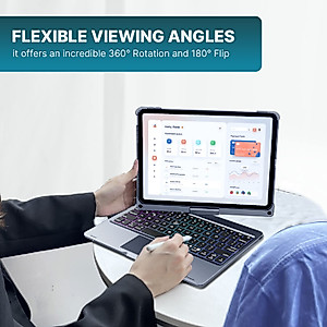 pekarejue iPad Pro 11-inch Keyboard: 2022 iPad Air 5th 4th Generation 10.9 inch and iPad Pro 11 inch Case with Keyboard Smart Magic Trackpad Bluetooth Backlit 360 Swivel Pencil Holder Metallic Grey