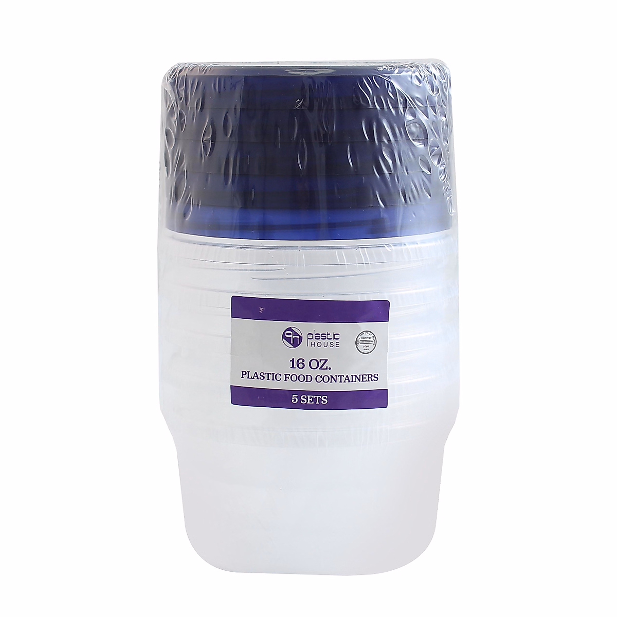 PH Clear Plastic Food Containers 16 oz With Screw-On Lids 5 Pack