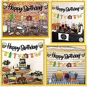 Happy Birthday Banner for Men Cheers for 21st-100th Years Bday Party Backdrop Decoration for Women Adult Him Her Celebrating Birthday Anniversary Event Garland Supplies Pre-Strung