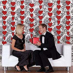 72 Pieces Red Glitter Heart Garland-Heart Garland Decorations-Mothers Day Red Heart Hanging String Garland-Valentines Day Decorations-Happy Mothers Day Party Decorations Supplies