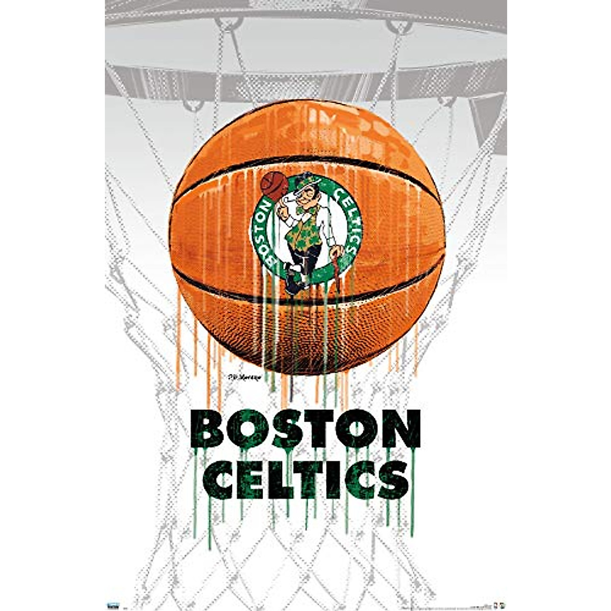 Trends International NBA Boston Celtics - Drip Ball 20 Wall Poster, 22.375" x 34", Unframed Version