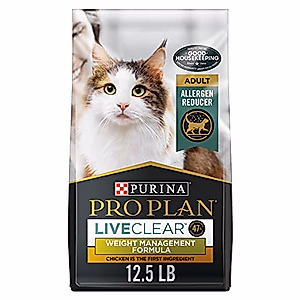 Purina Pro Plan Allergen Reducing, Weight Control Dry Cat Food, LIVECLEAR Chicken and Rice Formula - 12.5 lb. Bag