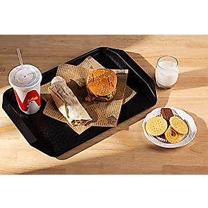 Eslite Plastic Fast Food Serving Tray,16.95 by 11.82-Inch,Set of 12 (Black)