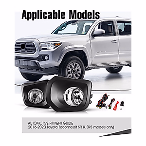 AUTOWIKI Fog Light Assembly For Toyota Tacoma 2016-2023 (Fits SR, SR5 Model Only) OEM Replacement Fog Lamps With Clear Lens 2pcs