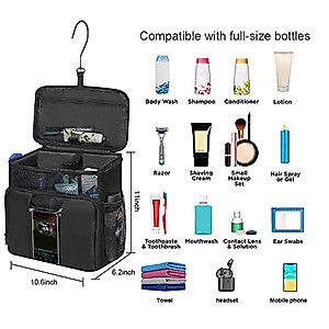 Famard Portable Shower Caddy Bag, Large Capacity Hanging Travel Shower Bag with Quick Dry Mesh Base, Water-Resistant Portable Bathroom Shower Caddy Tote for College Dorm,Gym and Camp