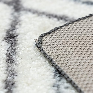 Maples Rugs Abstract Diamond Modern Distressed Kitchen Rugs Non Skid Accent Area Floor Mat [Made in USA], 1'8 x 2'10, Neutral