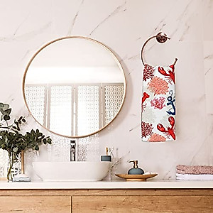 VunKo Lobster Anchor Corals Kitchen Dish Towel Soft Highly Absorbent Hand Towel Home Decorative Multipurpose for Bathroom Hotel Gym and Spa 15.7 x 27.5 Inches