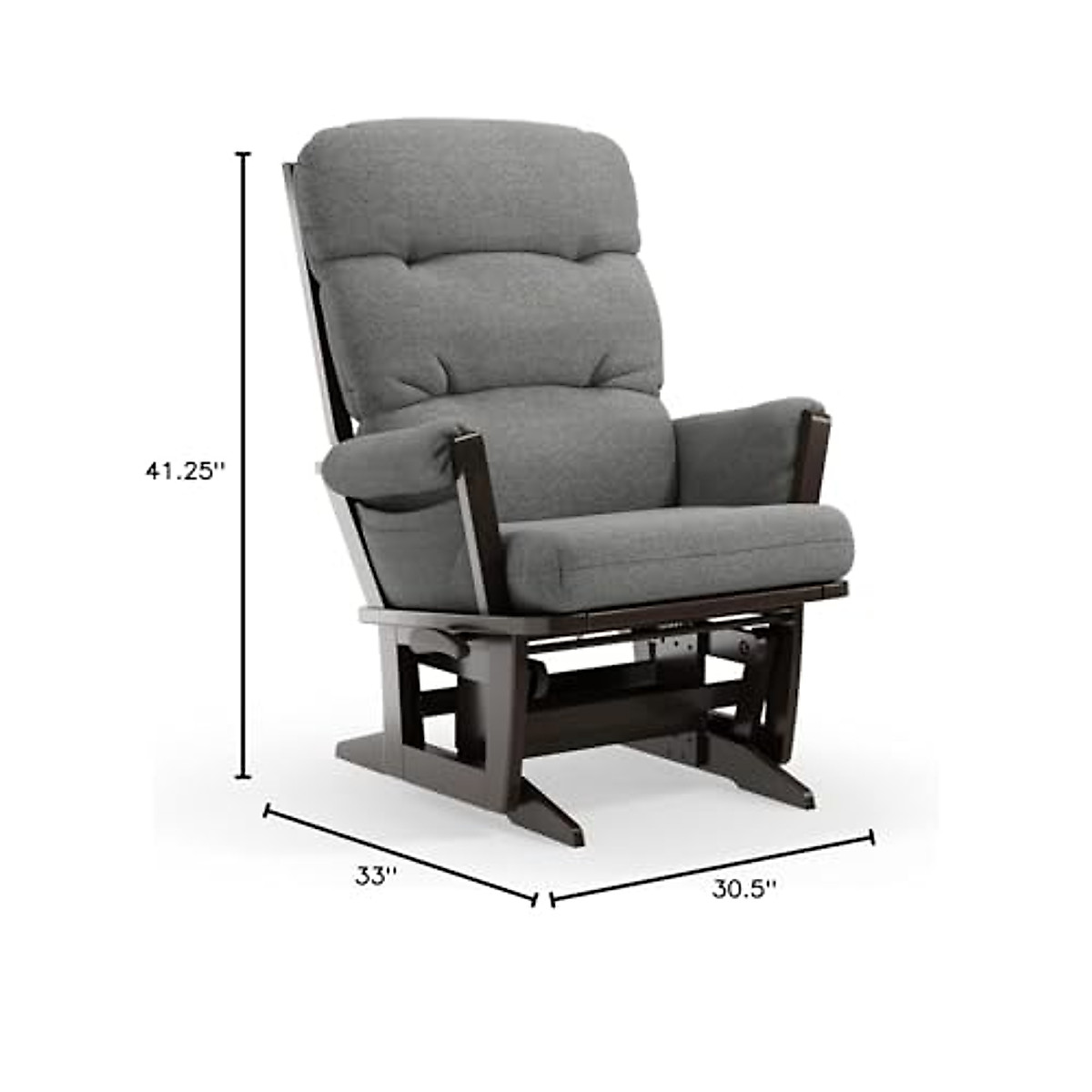 Dutailier Aspen 3111 Wooden Grand Glider Multiposition-Lock Recline, Espresso/Dark Grey