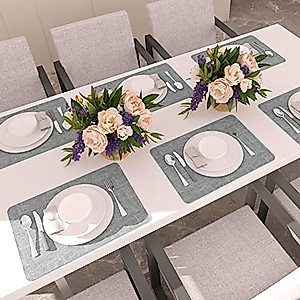 Maxpearl Faux Leather Placemats Set of 6 - Waterproof - Wipe Clean - Heat Resistant - Anti Slip Dining Table Place Mats, Suitable for Indoor & Outdoor Use, 17’’×12’’, Grey