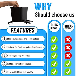 Car Trash Can for Vehicles Leakproof Compact Garbage Bin w/ Stability Flap, Anti-Slip Base, Portable Trash Holder for Cars, Trucks, SUVs, Minivans Compact, Auto Container Organizer (Black, Small)