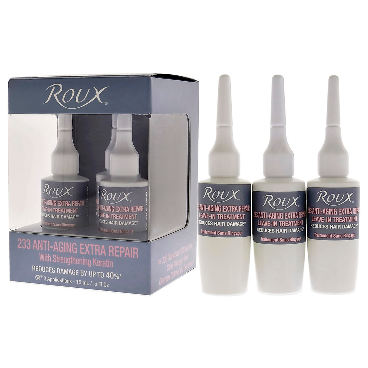 Roux 233 Anti-Aging Extra Repair, Leave In Treatment with Strengthening Keratin, 3 Applications per Box