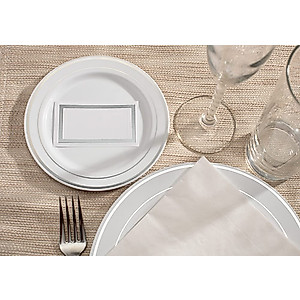 White 65lb Cover Stock Place Cards, Silver Foil Border, Micro-Perforated, 2" x 3 1/2", 200/box, Laser and Inkjet Compatible