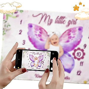 Pavo Premium Sunflower Milestone Blanket for Baby Girls - Includes Exclusive Leaf Frame - Personalized Monthly Baby Milestone Blanket for Newborn Essential - 60"x40" Sunflower Baby Girl Stuff