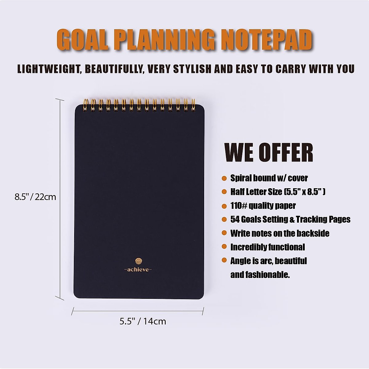 Goal Planning Notepad - A5 Goal Setting Journal for Project Management with Action plan, Task List & Daily Goal Tracker. Productivity Planner for Business Work - 54 Sheets