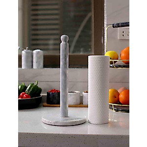 Homicoker Natural Marble Paper Towel Holder Polished, Natural Marble Upright Paper Holder Kitchen Towel Dispenser, Cloudy Grey Color