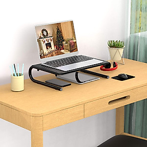 ERGO TAB Metal Monitor Stand Riser with Vented Metal for Computer, Laptop, Notebook, Printer, Ergonomic 14.5 Platform 4 Inch Height (EBLL2),Black