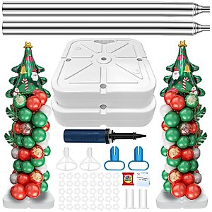 SOFTTIME Balloon Column Stand Kit Set of 2, Heavy Duty Balloon Stand Kit for Floor with Metal Balloon Poles, Balloon Tower Stand Kit with Base for Party Decoration (Balloon Tower Stand Kit with Base)