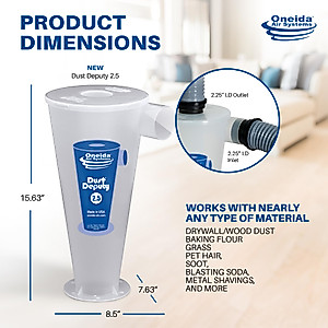 Oneida Air Systems Dust Deputy 2.5 DIY Cyclone Separator XL: Highest CFM Collector for Wet/Dry Shop Vacuums (DD 2.5 DIY)