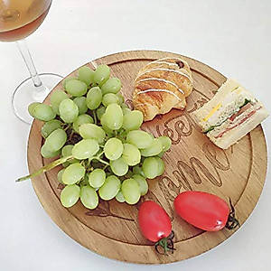 HomeLove Inc. Home Sweet Home Engraved Lazy Susan Wood Turntable for Table, Cabinet and Kitchen, Marketplace, Family Dinning Home Housewarming Christmas Decor Gift