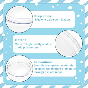 CryoKing 500 Pack Petri Dish, 60×15mm Sterile Thick Petri Dishes with Lid, Clear Stackable Thick Plastic Culture Dishes for Lab Experiment, School Science Project, Myclogy, Biology