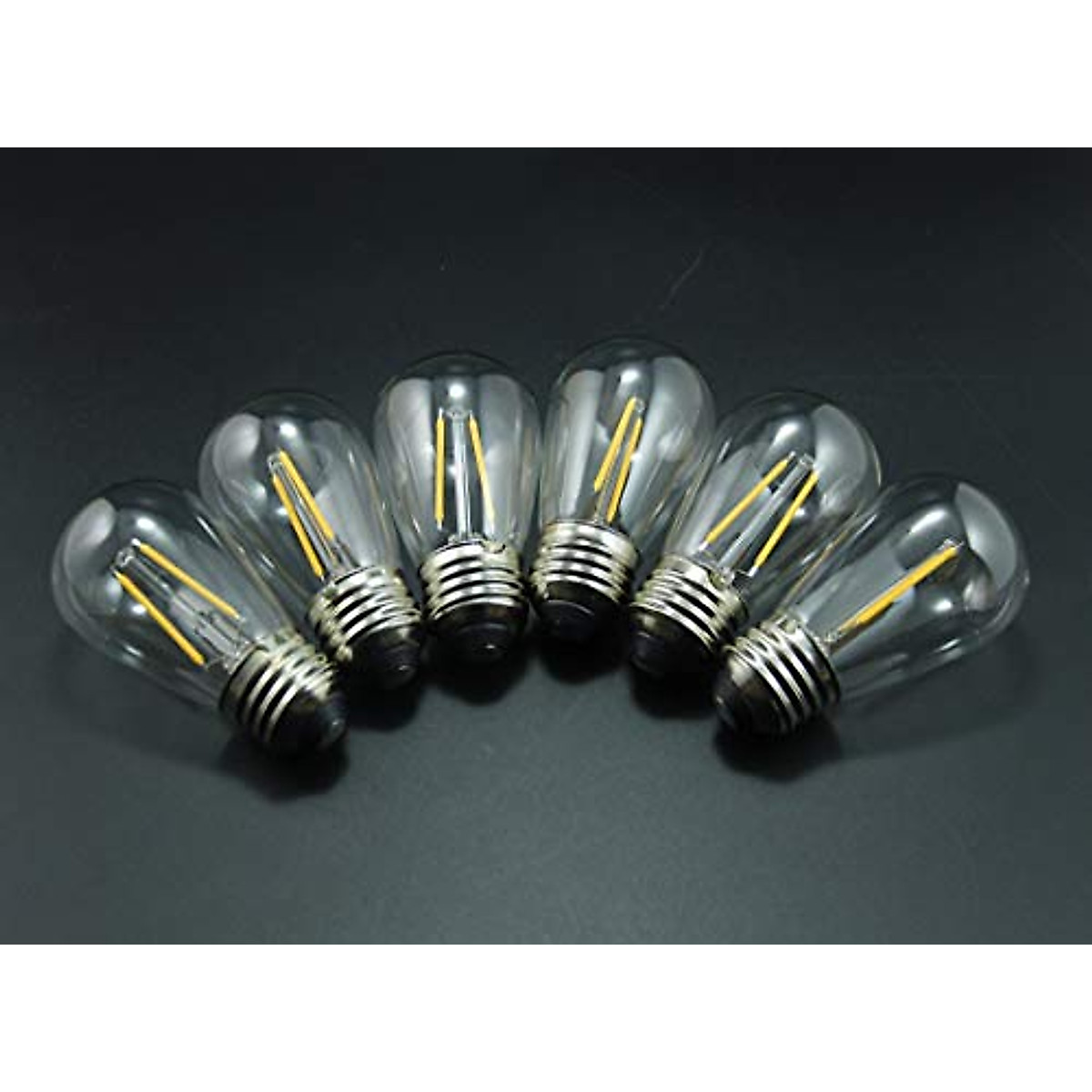 BRIMAX 6 Pack 2W LED Light Bulbs,Equivalent to 11W/20W/25W, Plastic LED Filament Bulb,2700K Warm White,E26 Medium Base, S14 Edison Light Bulbs for 6/12/18-light Sputnik Chandelier Bulbs