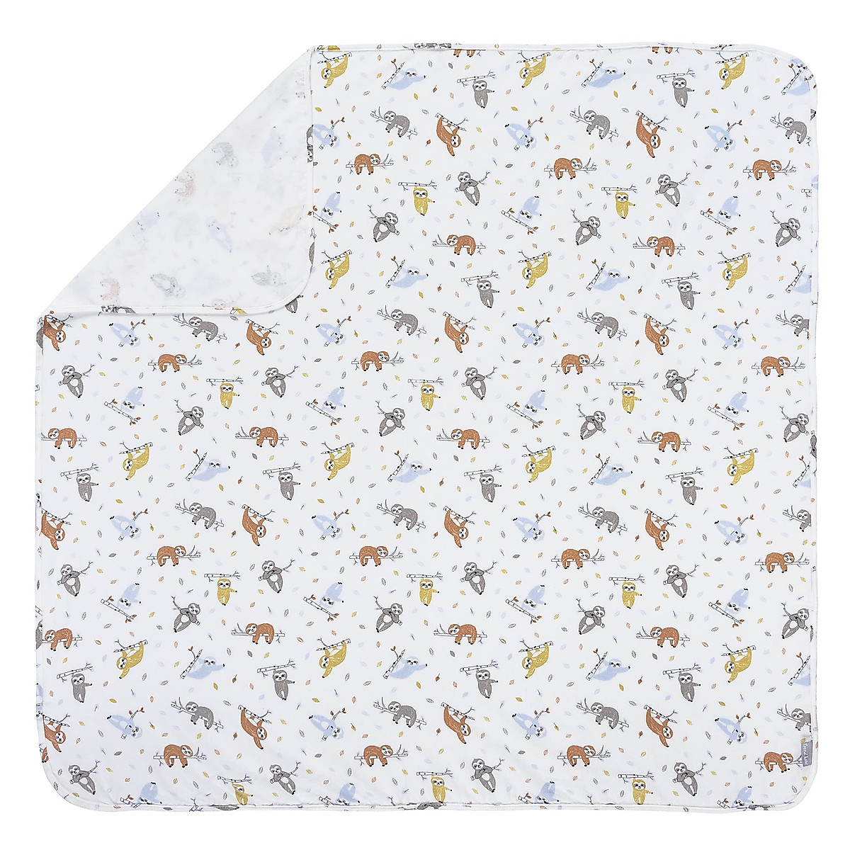 Trend Lab Slothing Around Jumbo Flannel Swaddle Blanket - Sloths; Red, Blue, Gray, Yellow, White; 48 in x 48 in;