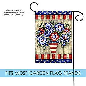 Toland Home Garden 118228 Patriotic Flowers Patriotic Flag 12x18 Inch Double Sided Patriotic Garden Flag for Outdoor House Flower Flag Yard Decoration