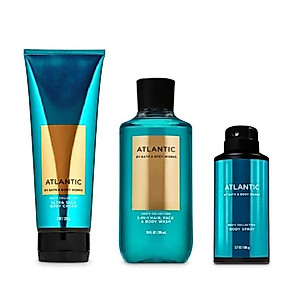 Bath and Body Works - Atlantic - Men's - 3 pc Bundle - Ultra Shea Body Cream, 2-in-1 Hair + Body Wash and Deodorizing Body Spray - (2020 Edition)