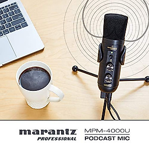 Marantz Professional MPM-4000U Podcast Mic - USB Condenser Microphone With Mixer and Headphone Output for Podcasting, Live Streaming, YouTube Projects